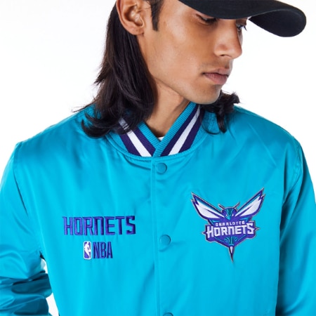 New Era - Charlotte Hornets - NBA Satin Turquoise Bomber Jacket ...